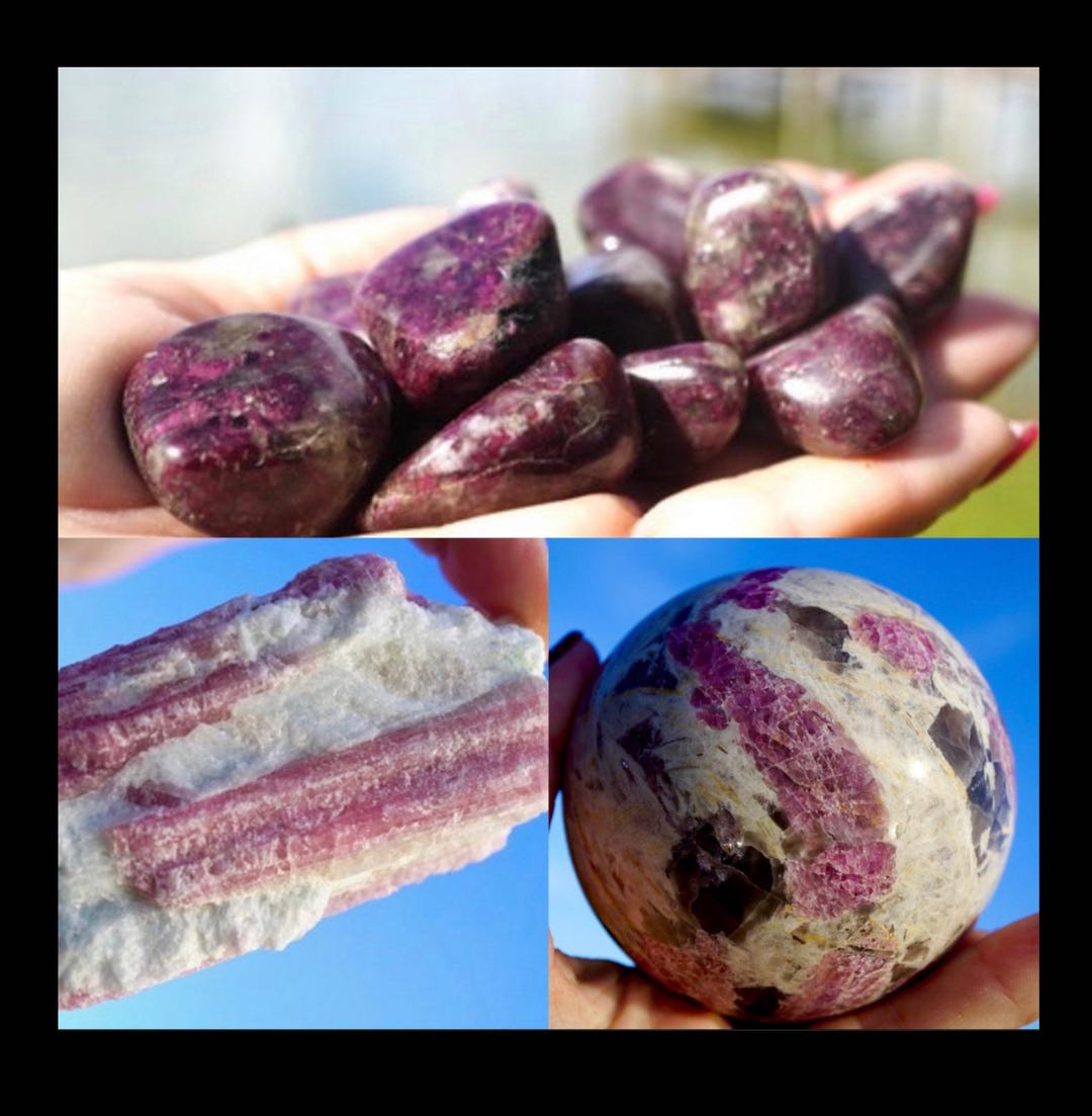 Pink TOURMALINE or Red RUBELLITE ~ Tumbled Tourmaline and Rough Pink ...