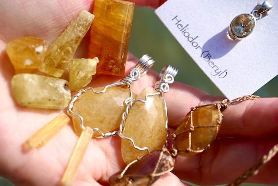 Faceted HELIODOR Pendant Heliodor Necklace Raw or Rough - Etsy