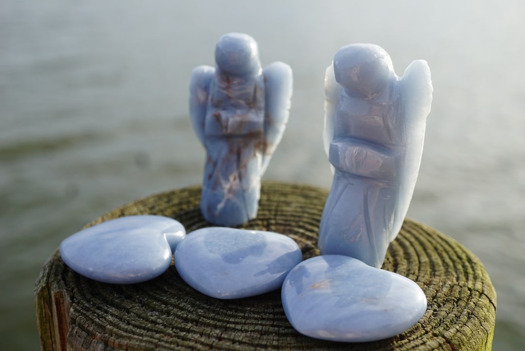 Tumbled or Raw ANGELITE Crystals or Polished Medium Size Stones - This ...