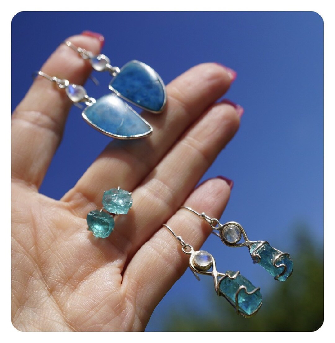 Blue APATITE Jewelry ~ Apatite Earrings, Rings, Pendant and Neon Apate ...