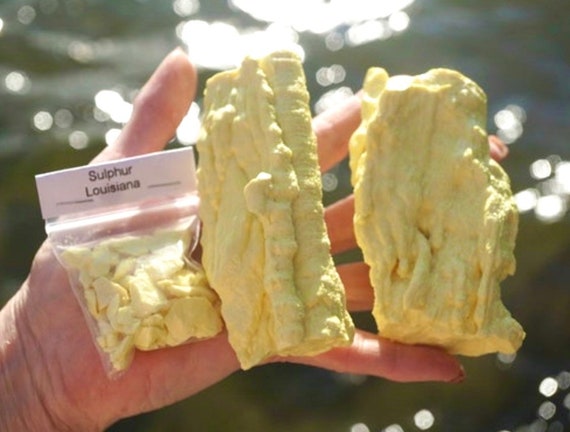 Raw Sulfur From Louisiana Tumbled Quartz With Sulfur - Etsy