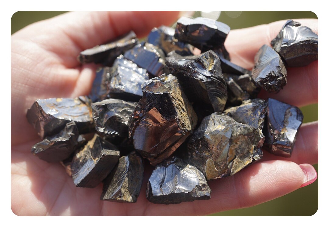 Rough Noble SHUNGITE Stone - Elite Silver Many Sizes Tumbled Shungite ...