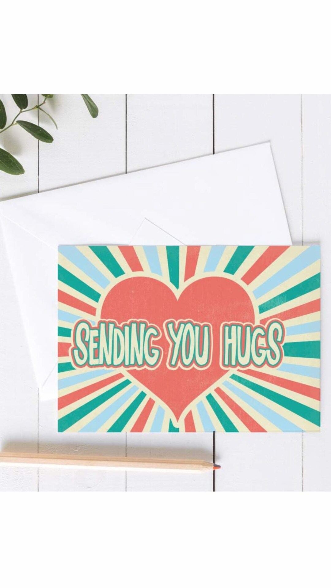 Thinking of You Note Card With Envelope, Sending You Hugs Card, Heart ...