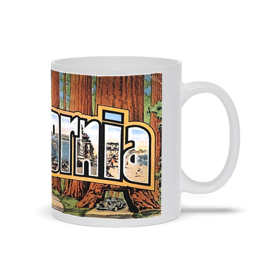 California Mug, Vintage California Postcard, Ceramic Mug, California ...