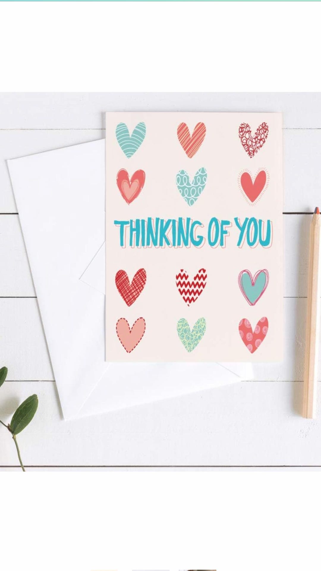 Thinking of You Card With Envelope, Hearts Thinking of You Note Card ...