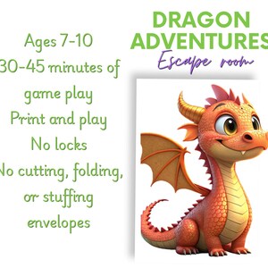 Dragon Escape Room for Kids - Printable Game – Dragon Adventure Escape ...