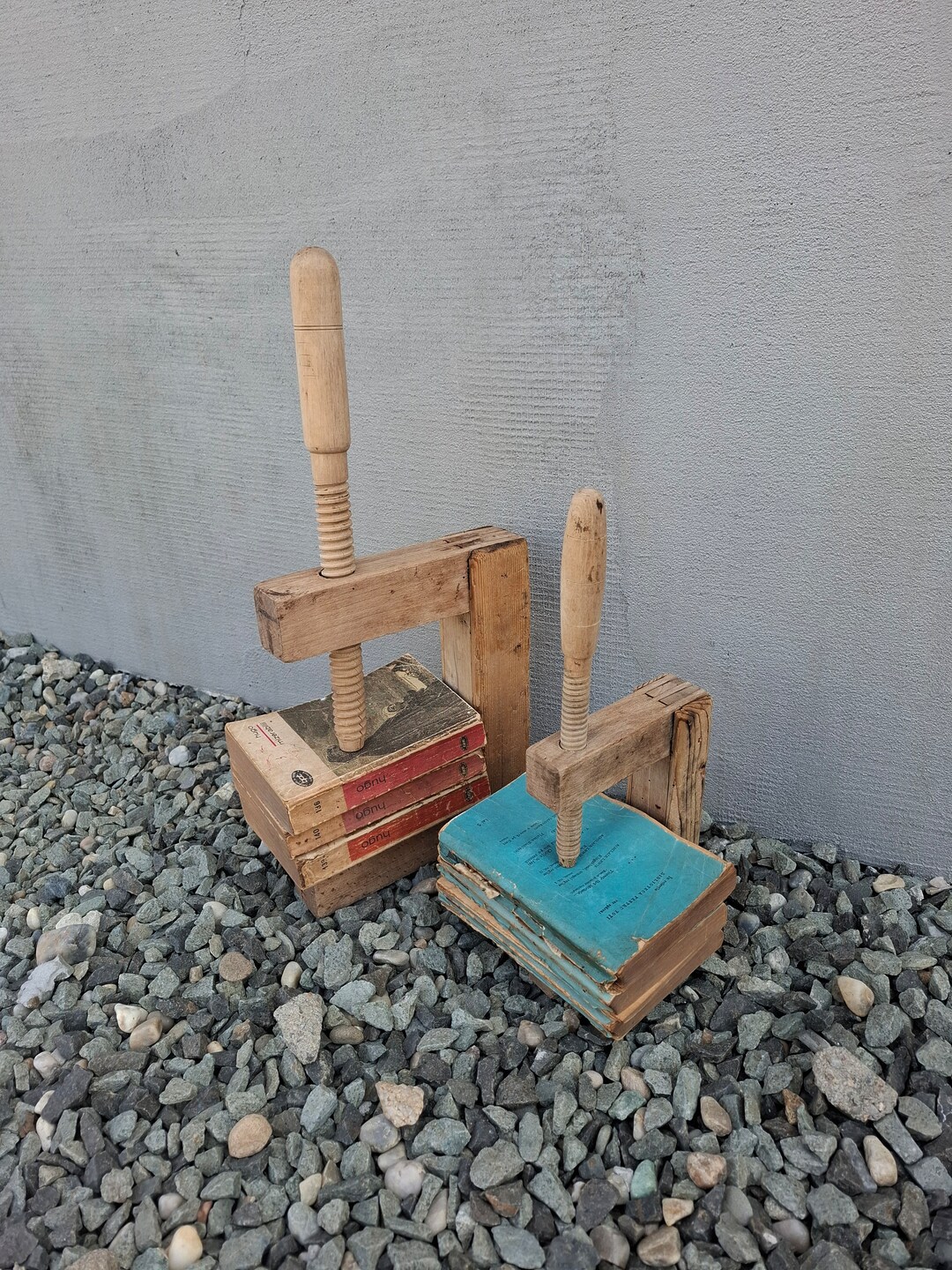 Antique Wooden Vice Clamps Two / Primitive Books Storage / Primitive ...
