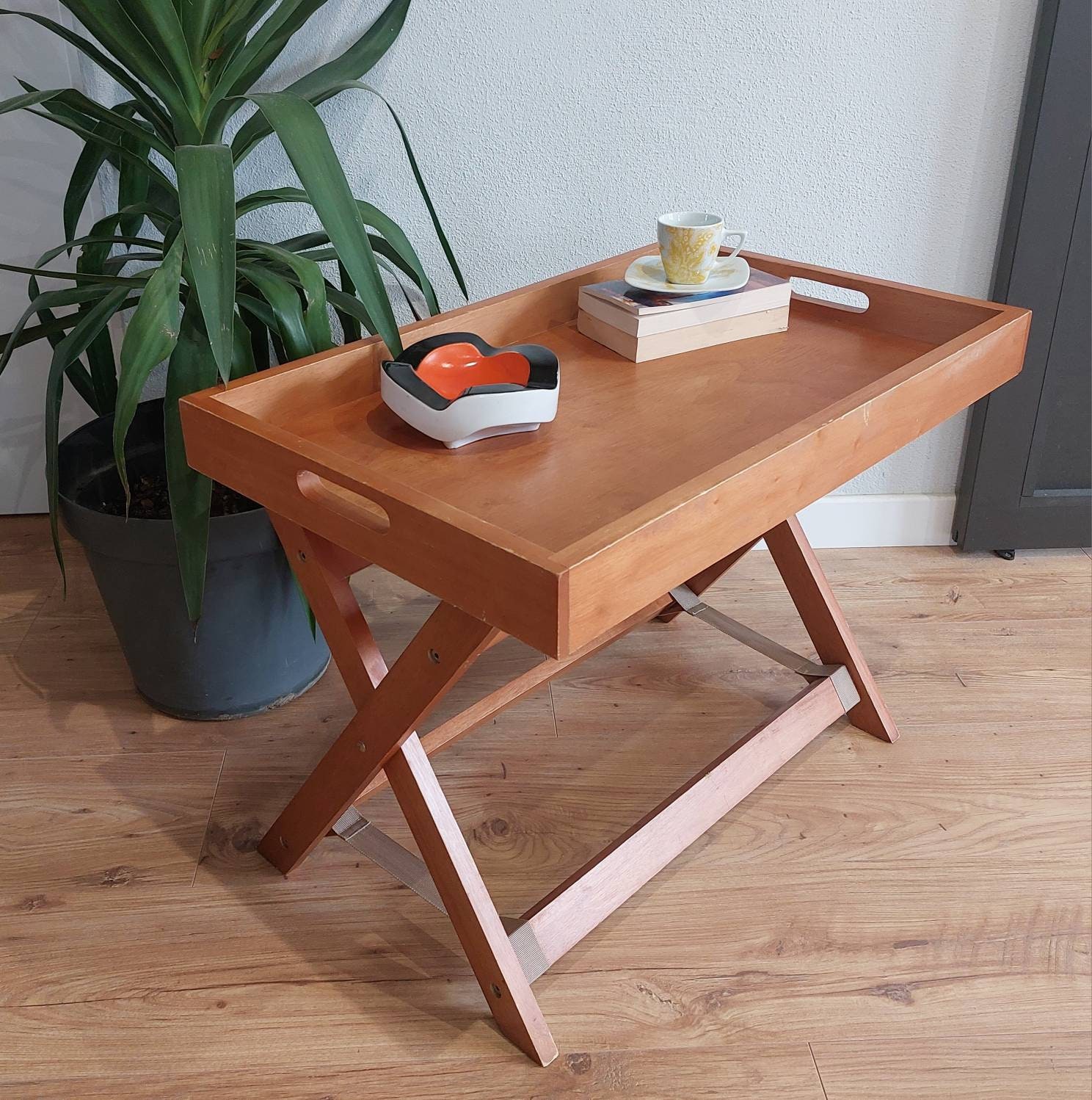 Folding Butlers Tray Table, Mcm Folding Side Table, Retro End Table ...