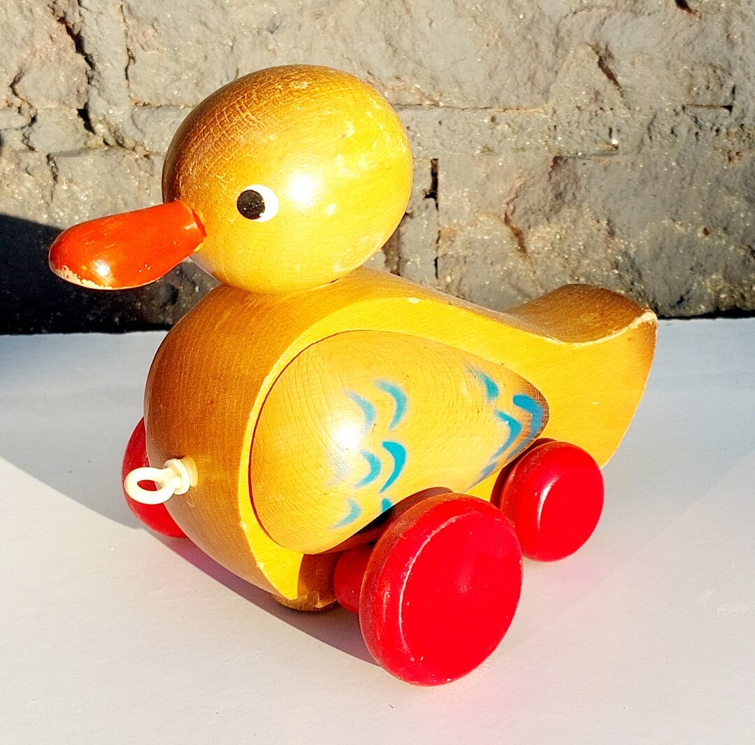Wooden Duck Toy / Vintage Pull Along Duck Toy / Colorful Duck Toy - Etsy