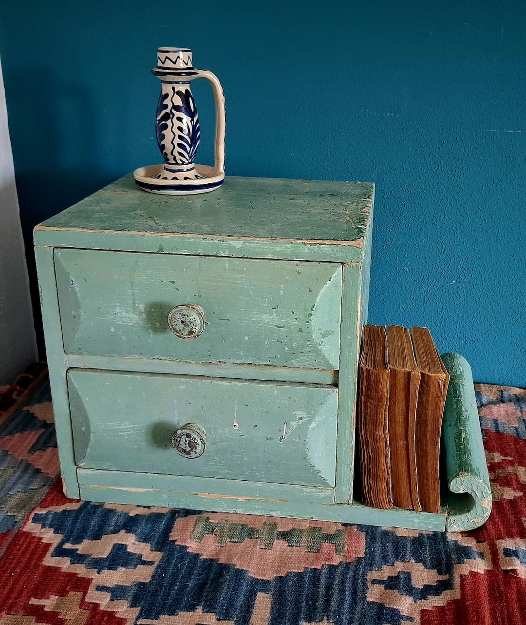 Primitive Rare Nightstand, Folk Art Shabby Nightstand, Cottage ...