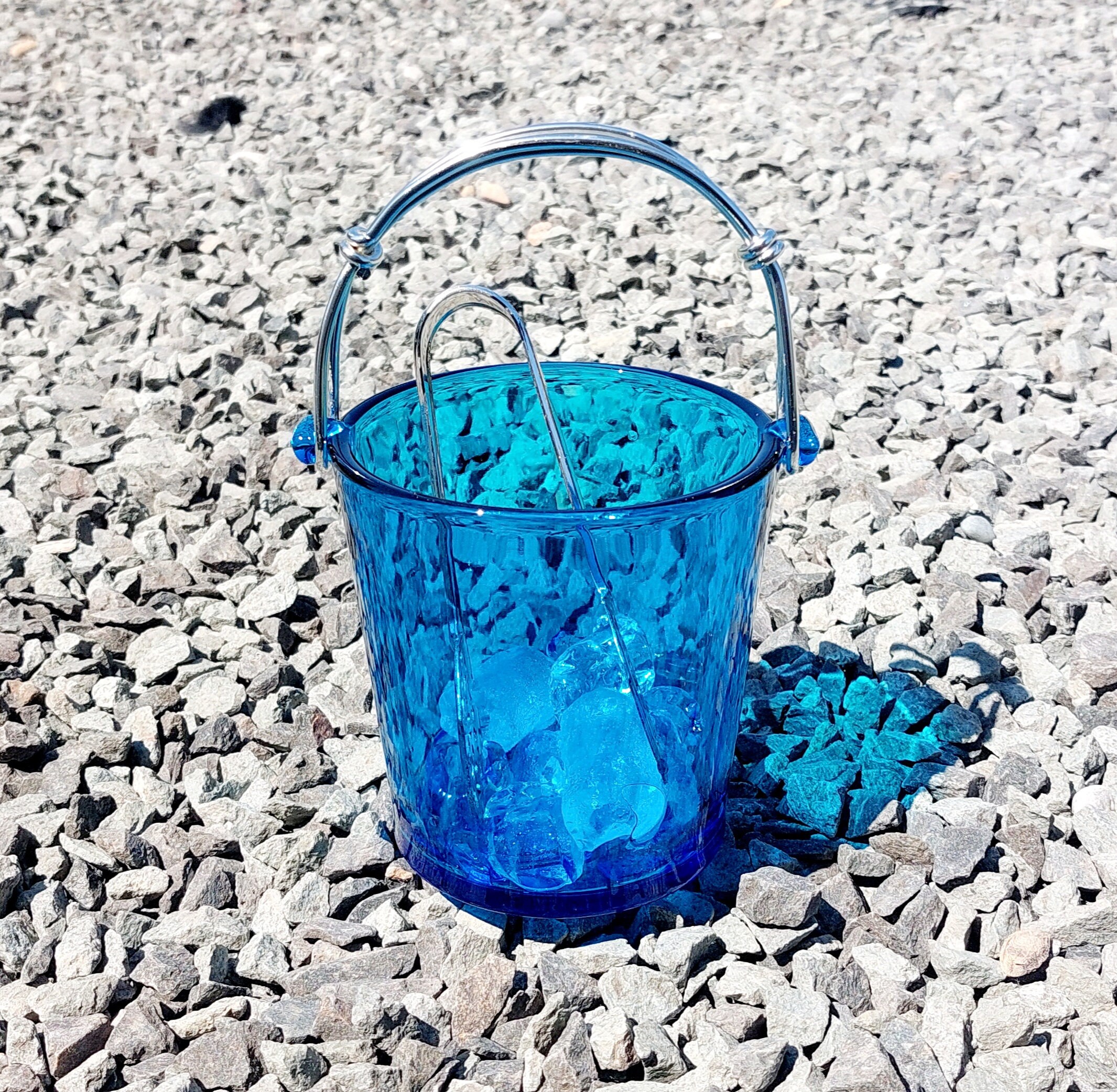 Cobalt Blue Ice Bucket / Mcm Ice Cube Container / Cobalt Blue Glass Ice ...