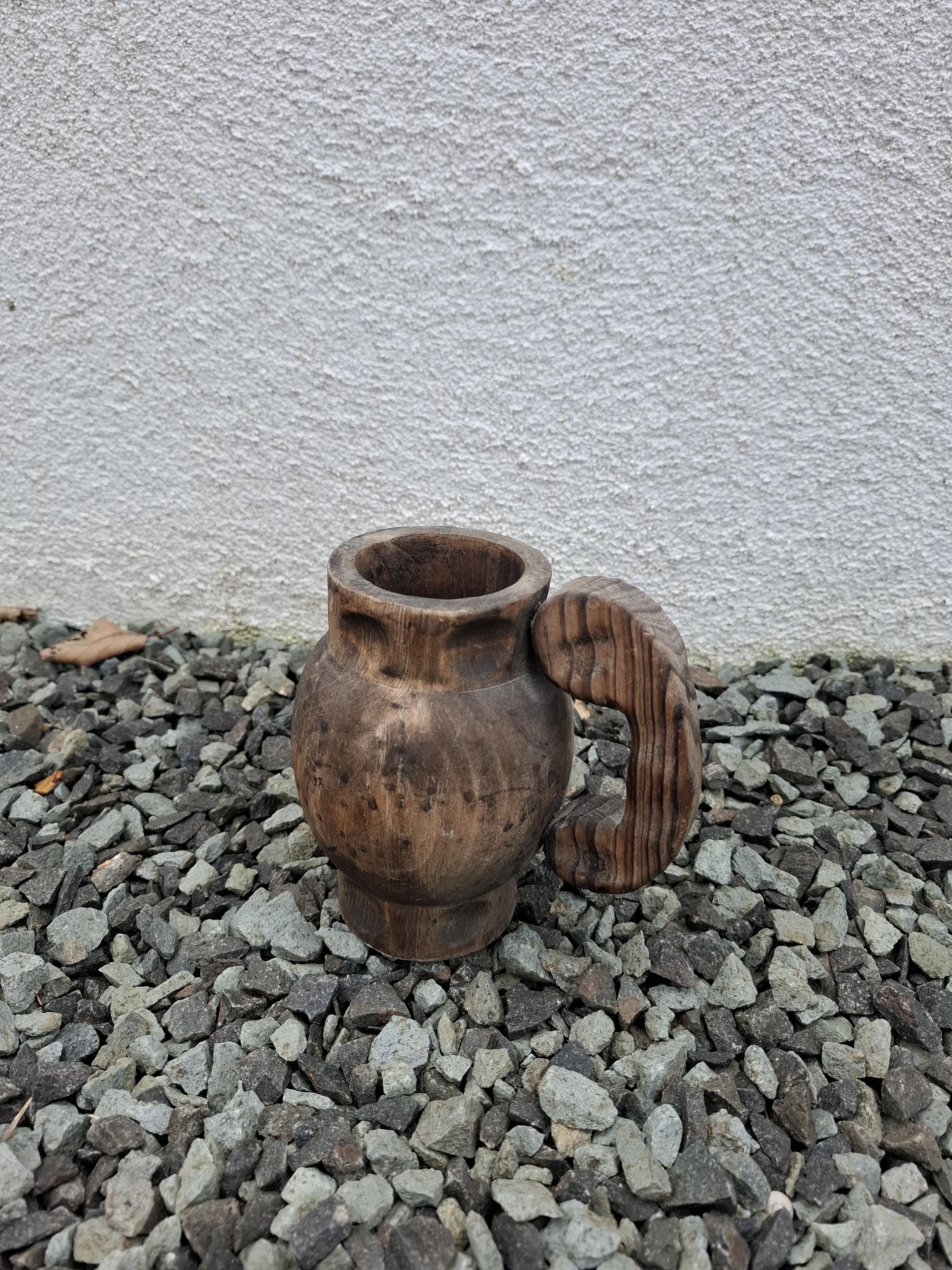 Folk Art Wooden Mug / Mortar / Kuksa Cup, Antique Wooden Mug, Primitive ...