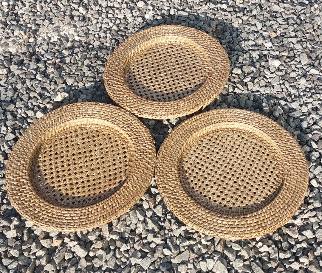 Round Rattan Charger Plates / Rattan Underplates / Set of 3 Woven ...