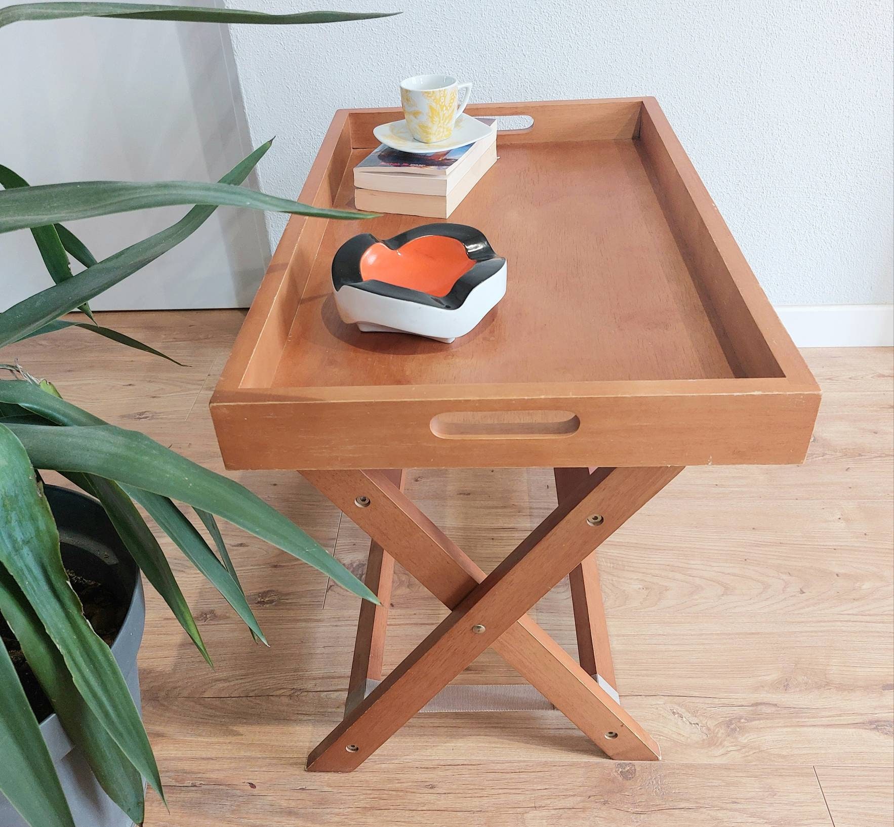 Folding Butlers Tray Table, Mcm Folding Side Table, Retro End Table ...