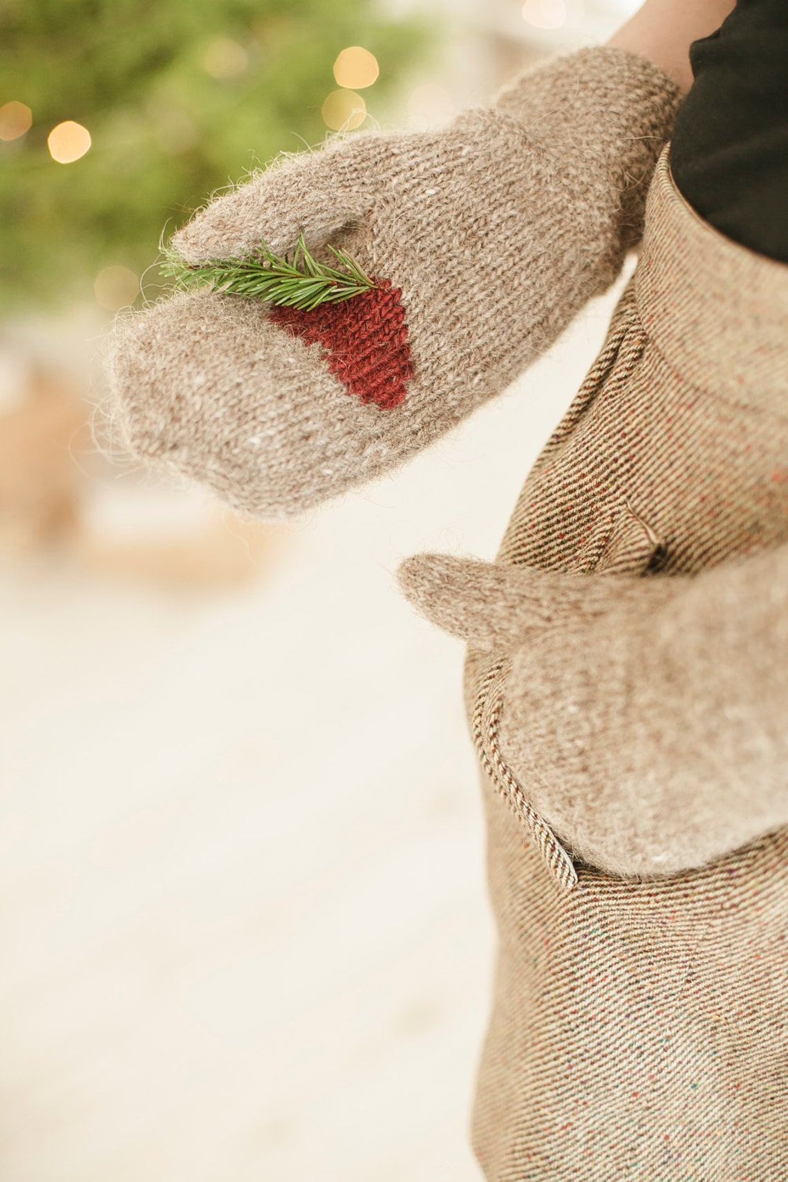 Wool Mittens | Knitted Mittens | Heart Charm | Heart Gloves | Heart ...