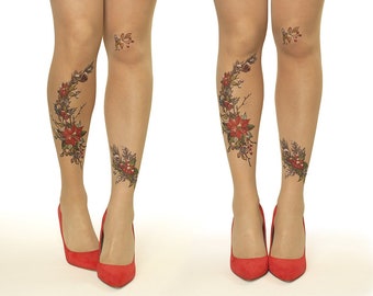 Tattoo Tights/pantyhose With Roaring Tiger Sizes S-XL - Etsy