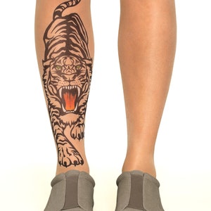 Tattoo Tights/pantyhose With Roaring Tiger, Sizes S-XL - Etsy
