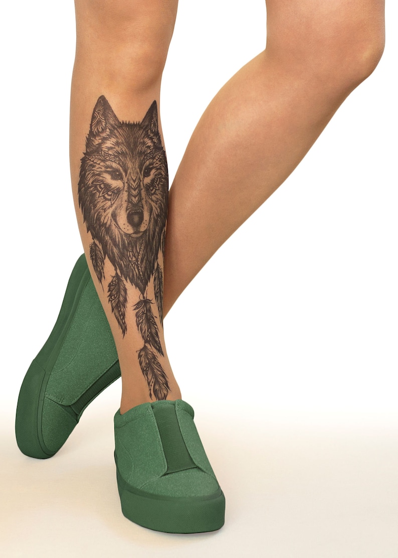 Tattoo Tights/pantyhose With Wolf Dreamcatcher, Sizes S-XL - Etsy