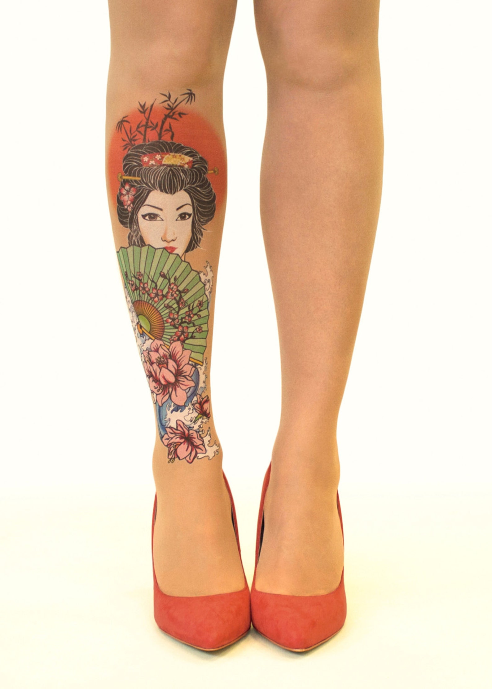Tattoo Tights/pantyhose With Japanese Geisha, Sizes S-XL - Etsy