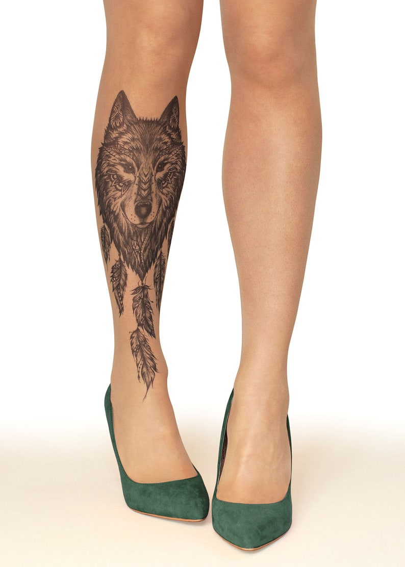Tattoo Tights/pantyhose With Wolf Dreamcatcher, Sizes S-XL - Etsy