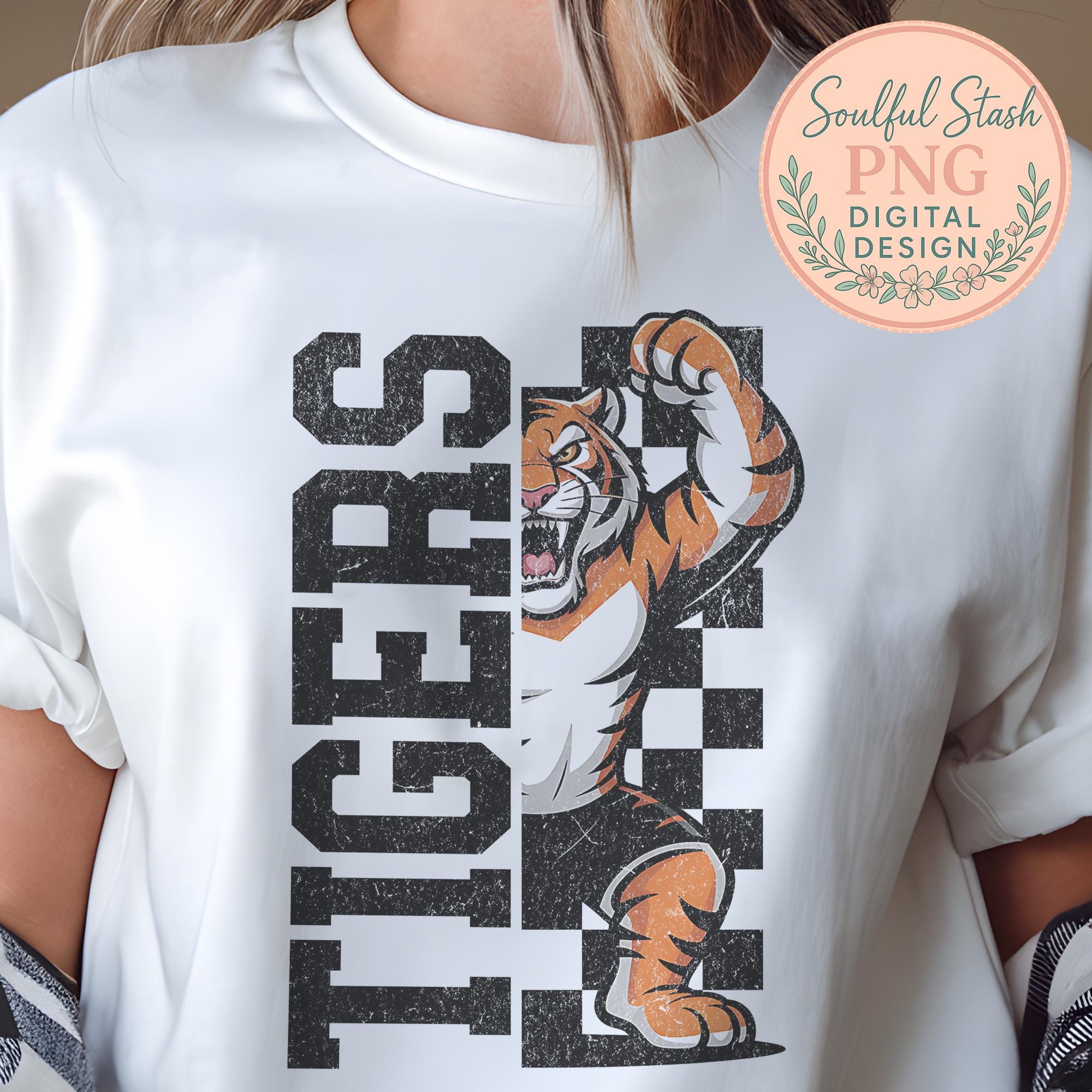 Half Tigers Mascot Clawing Design PNG, Fierce School Spirit Graphic ...