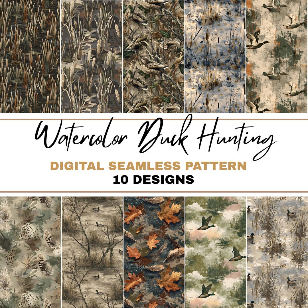 Duck Hunting Seamless Camo Pattern PNG Bundle , Pattern Print ...