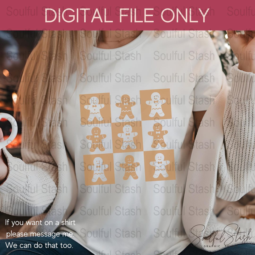 Retro Gingerbread Man Pattern PNG, SVG Cricut Sublimation Cut File ...