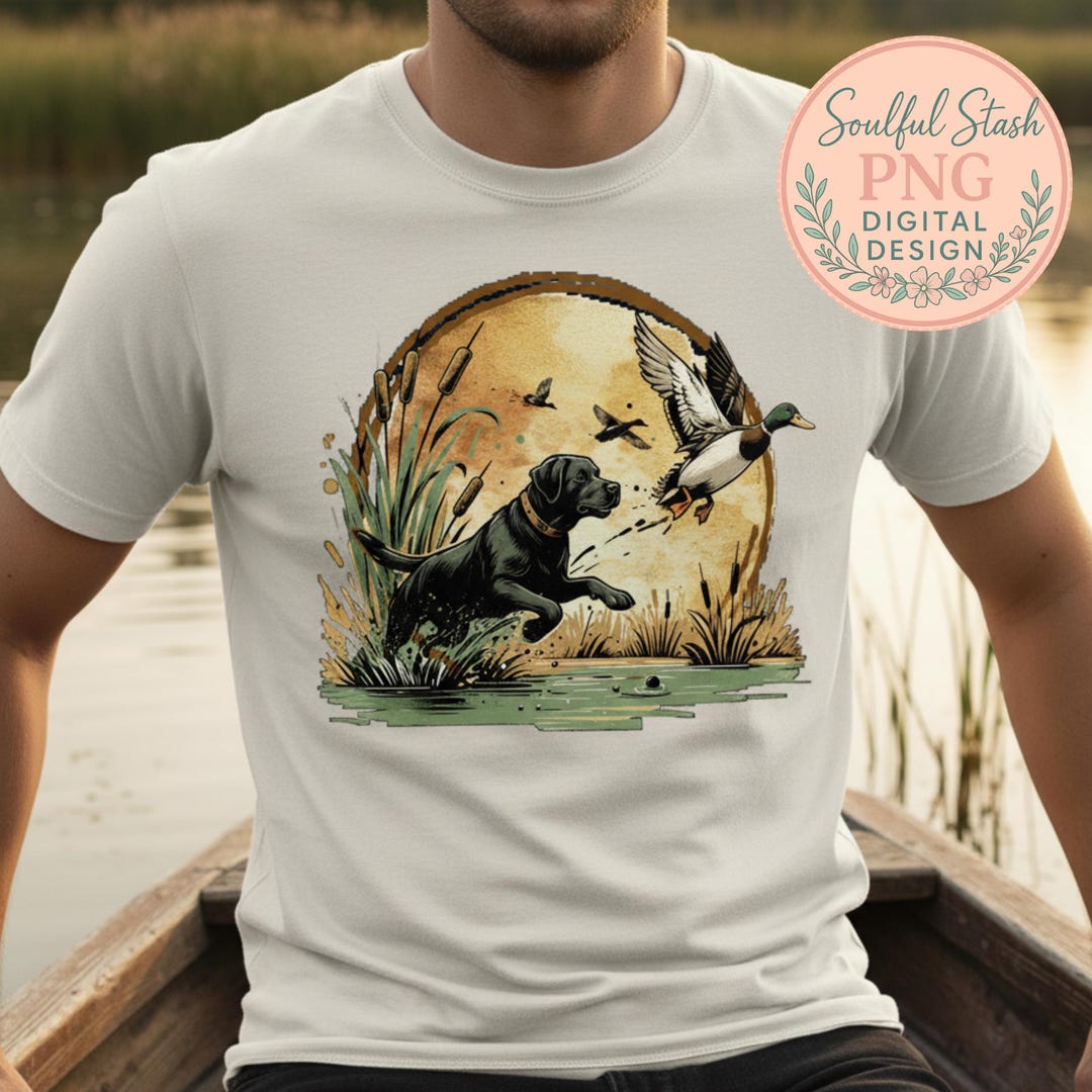 Hunting Labrador Retrieving Duck PNG Design, Dog Duck Hunt Digital Art ...