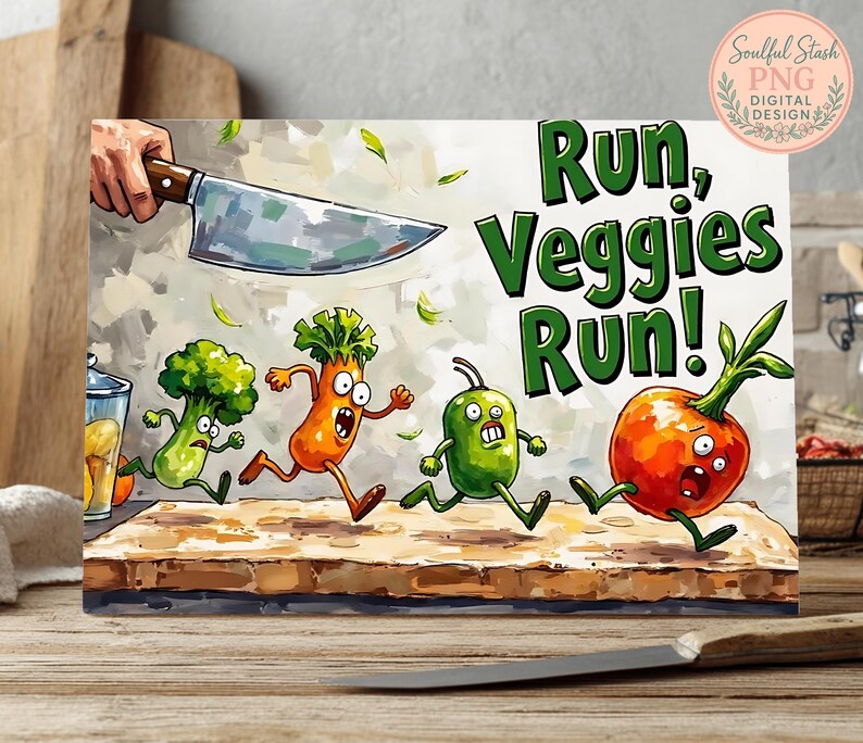 Funny Kitchen Cutting Board Bundle With Six Humorous Veggie Designs ...