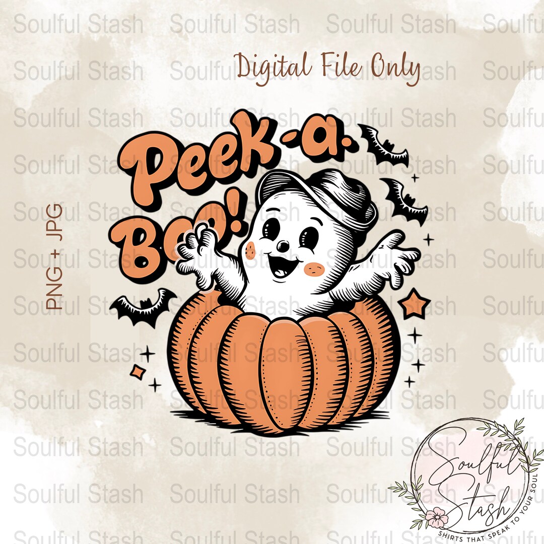 Peek-a-boo Ghost Halloween Printable, Cute Ghost in Pumpkin Art ...