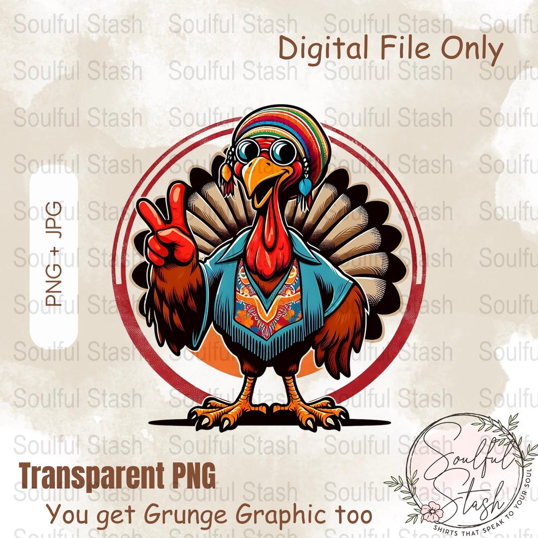 Hippie Thanksgiving Turkey Cartoon, Trendy Festival Art, Hippie Turkey ...