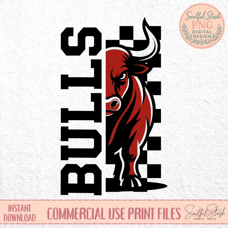 Fierce Bulls Mascot PNG: School Spirit Graphic, T-shirt Design (digital ...
