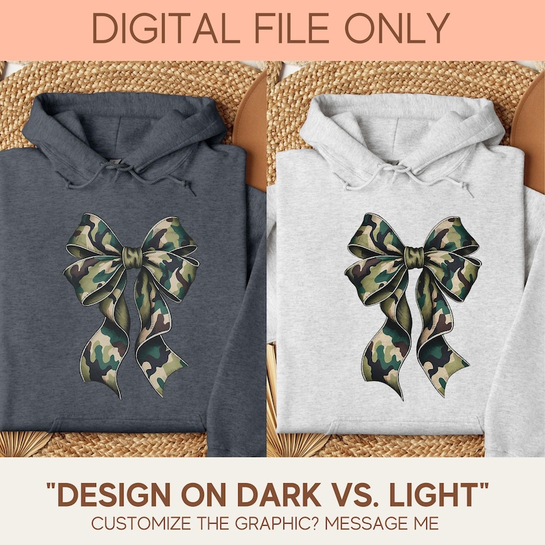 Camouflage Bow Digital Download PNG, Printable Camo Coquette Bow PNG ...