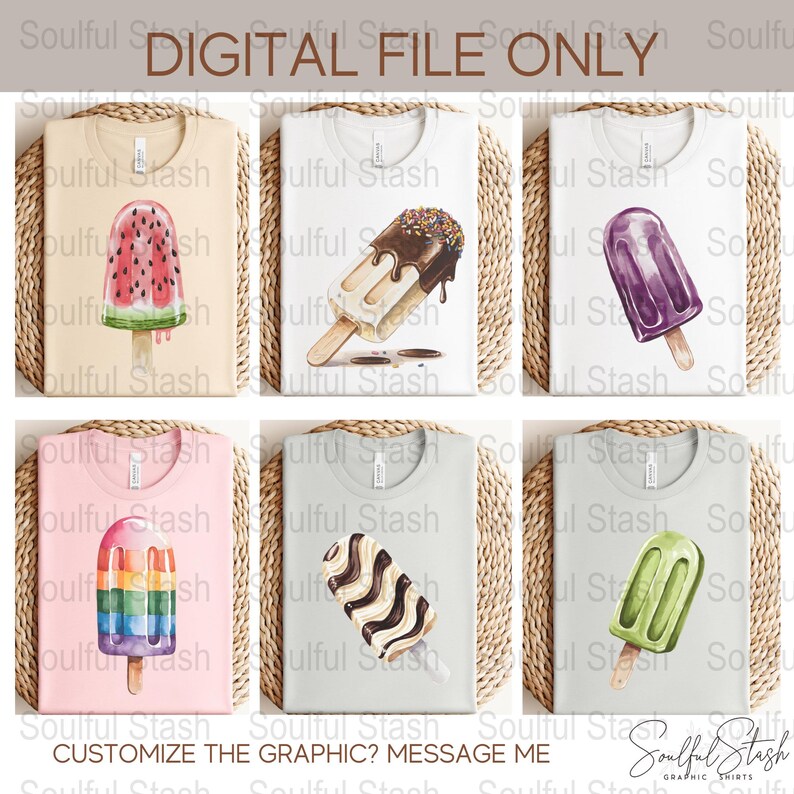 PNG Watercolor Popsicle Clipart Bundle Set, Summer Treats, Ice Cream ...