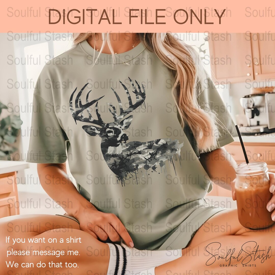 Camo Deer Silhouette Digital Download, Hunt PNG Sublimation Design ...