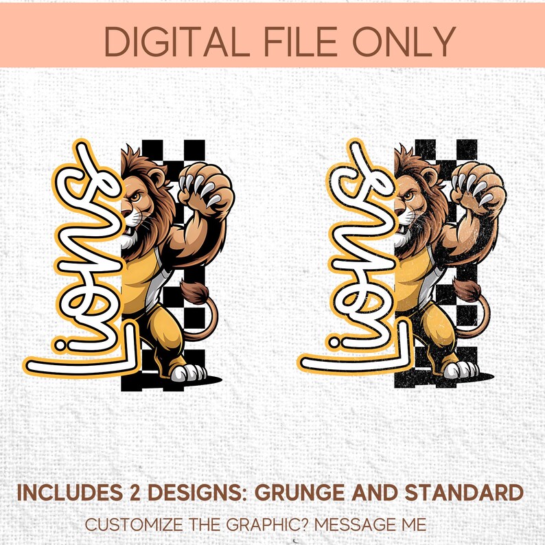 Half Script Lions Mascot Bold Design PNG, Fierce School Spirit Graphic ...
