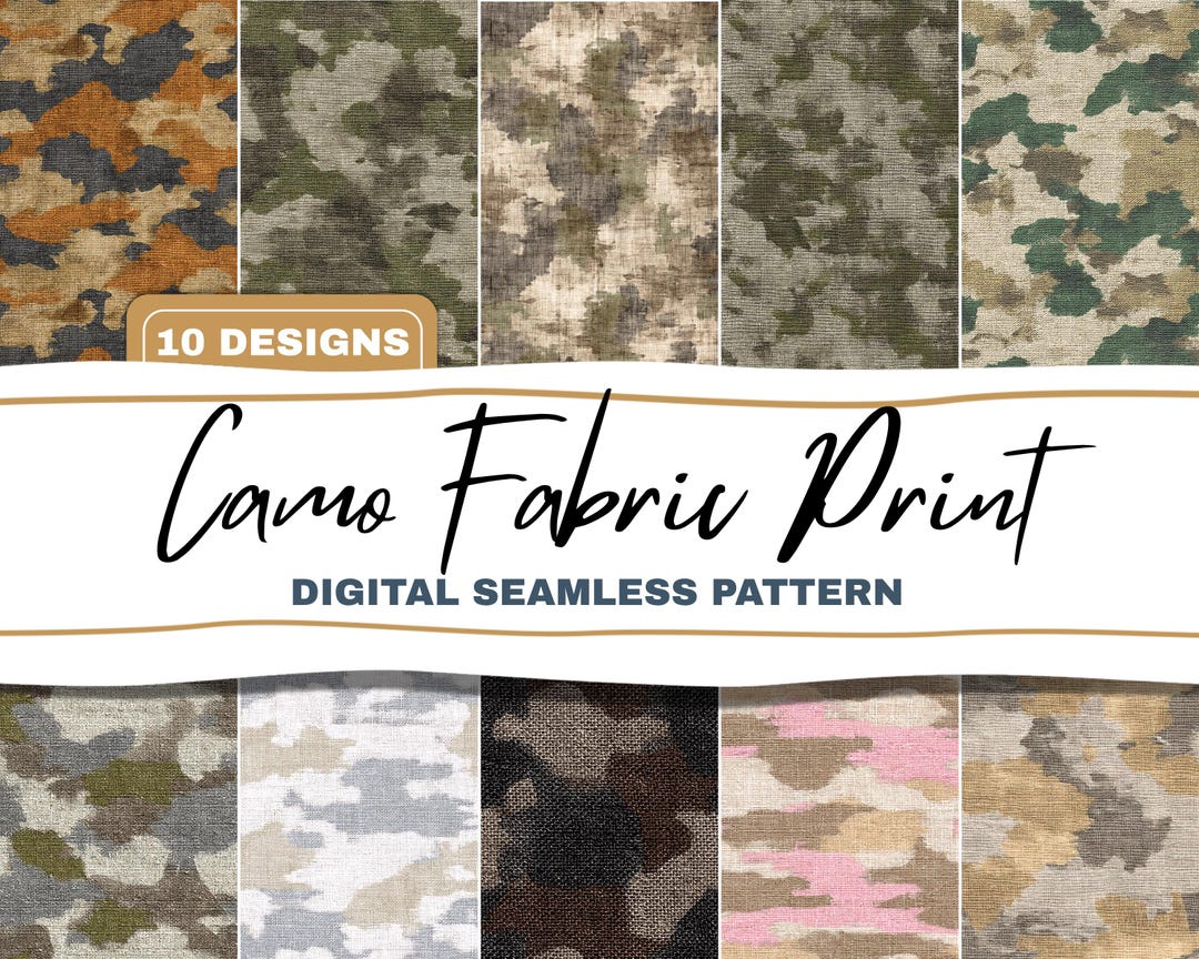 Camo Fabric Print Seamless Pattern Bundle Featuring 10 Rustic Mixed ...