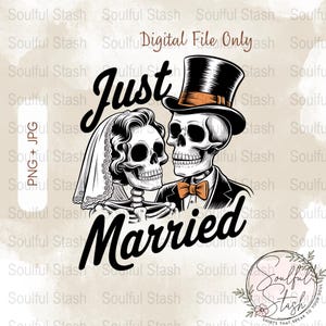 Halloween Just Married Couple Skull PNG, Gothic Bride and Groom ...