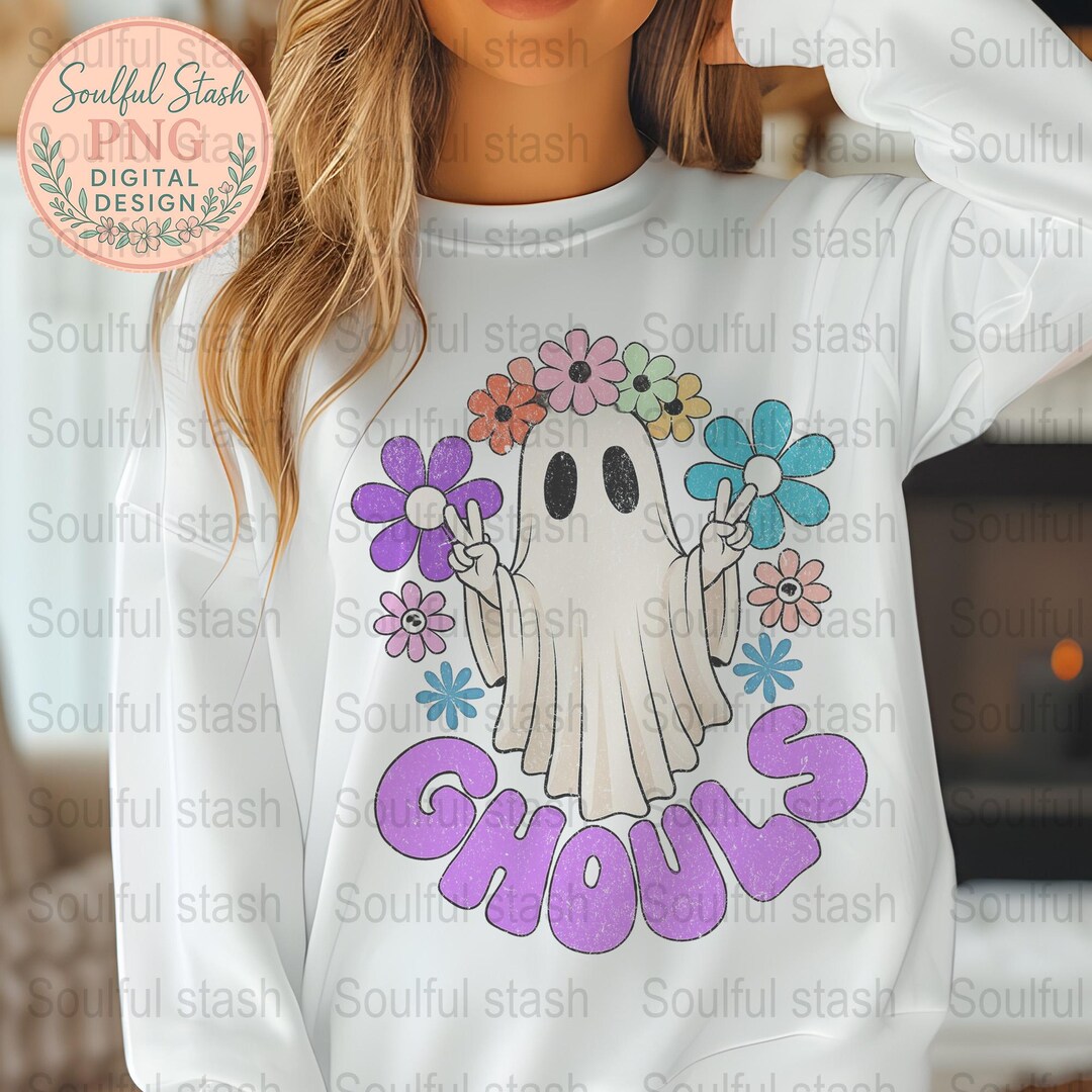 Hippie Halloween Ghost PNG, Retro Halloween Design, Clipart, Scrapbook ...