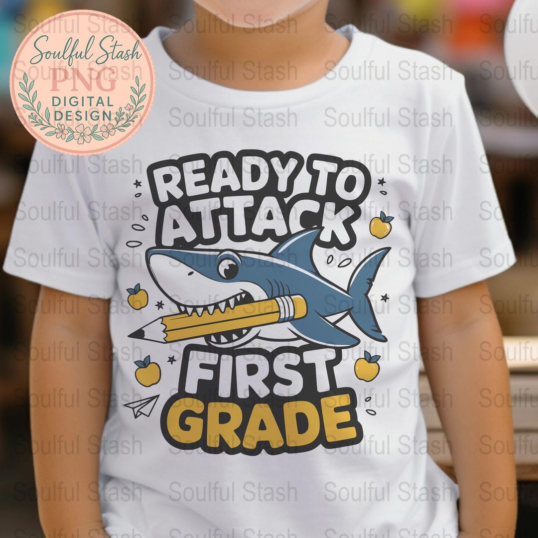 First Grade Shark PNG, Ready to Attack, Back to School Clipart, Teacher ...