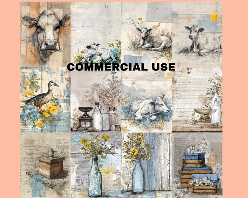 Vintage Rustic Farmhouse Homestead Junk Journal Pages Digital Download ...