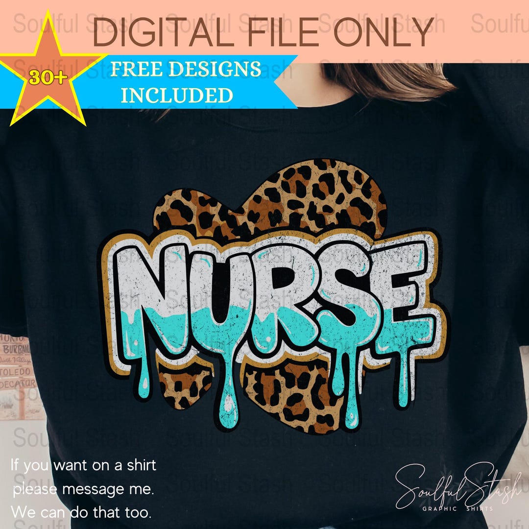 Leopard Print Nurse Graffiti, PNG Digital Download, Sublimation Design ...