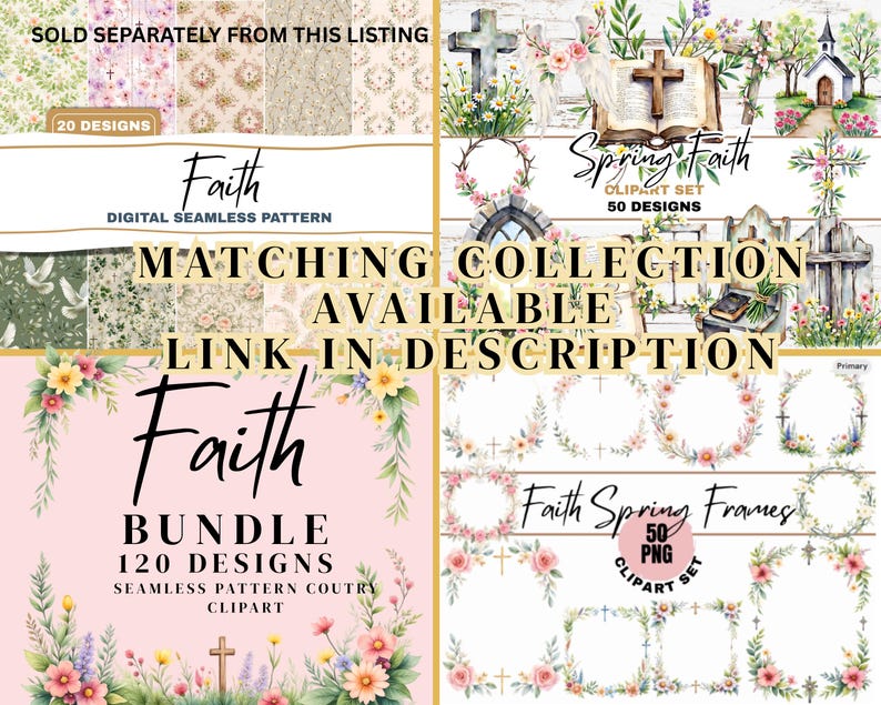Spring Faith Based Clipart Bundle Watercolor Religious Illustrations ...