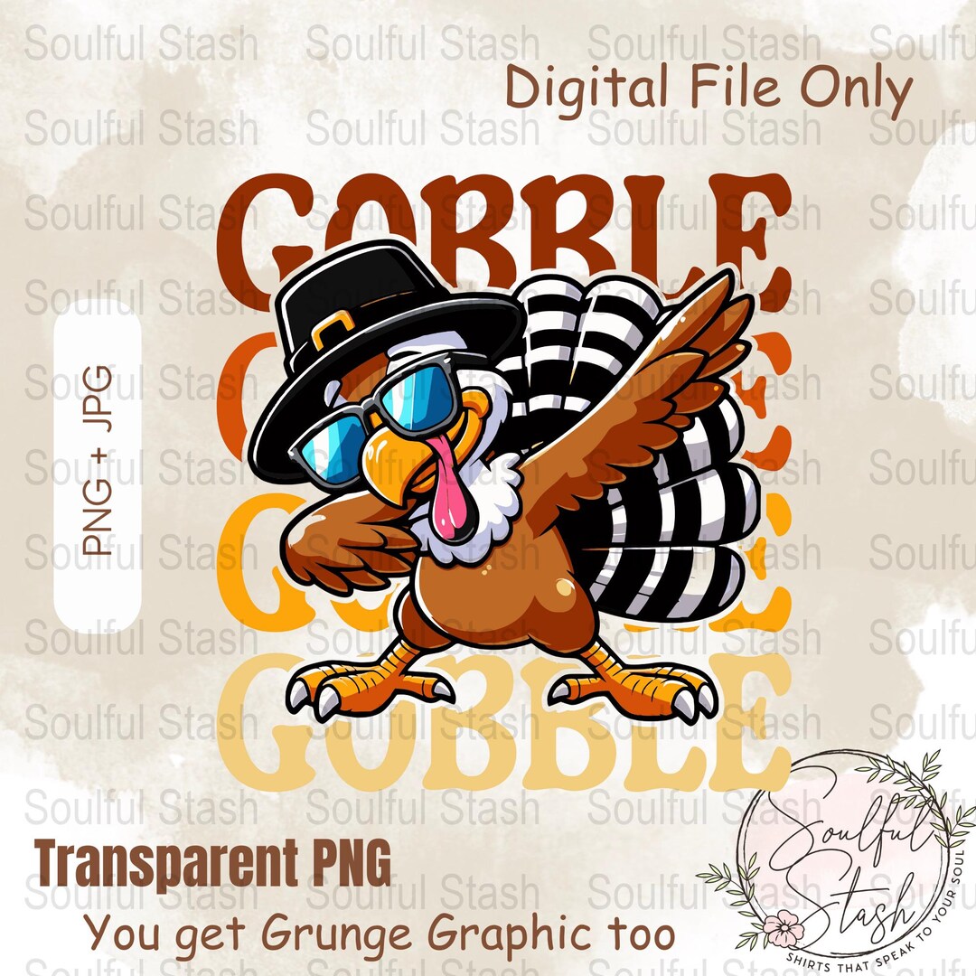 Fun Turkey Dabbing Gobble Clipart Digital Download, Turkey Lover Gift ...