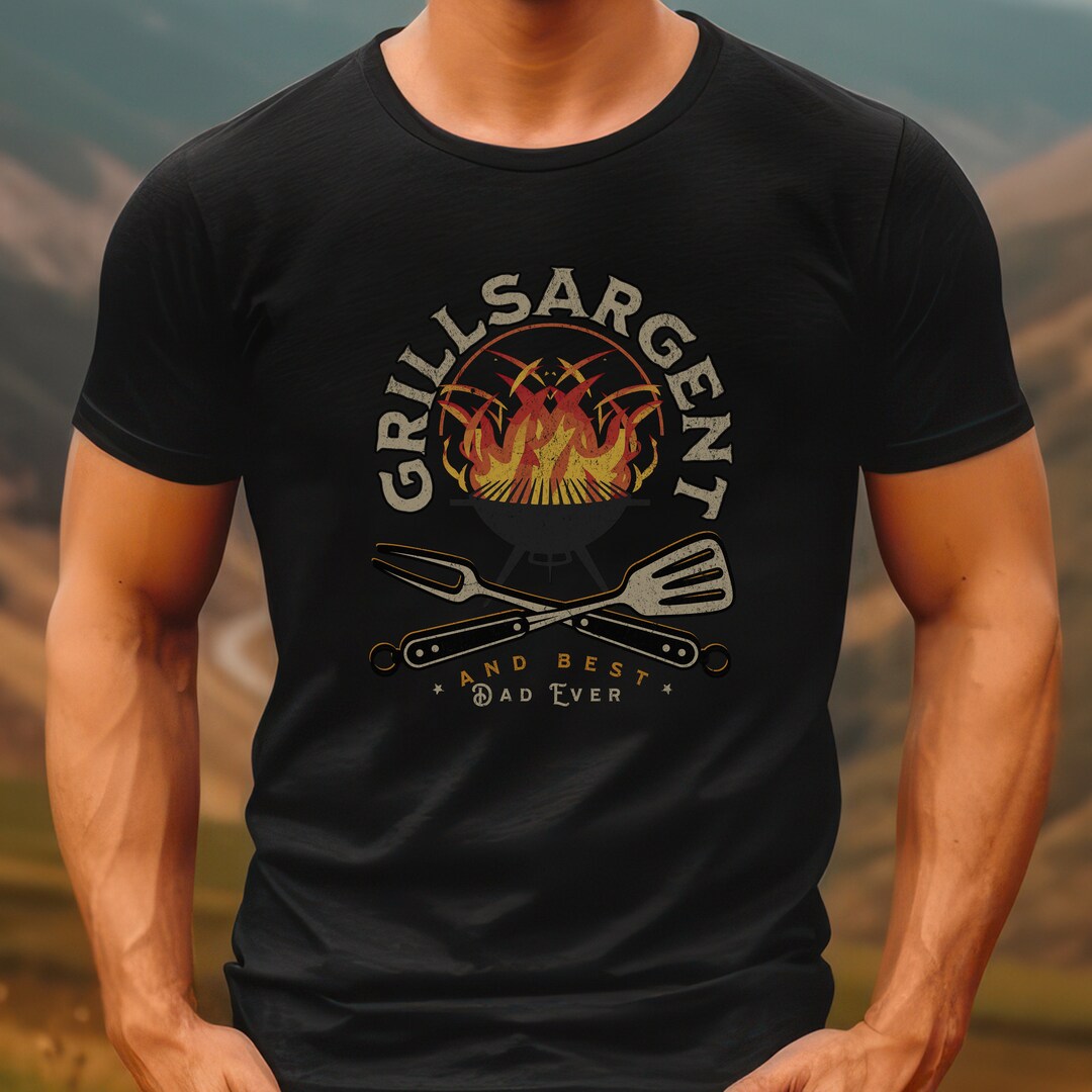 Best Dad Grill Sergeant BBQ T-shirt, Funny Barbecue Chef Shirt, Men's Grilling Tee, Gift for Dad ...