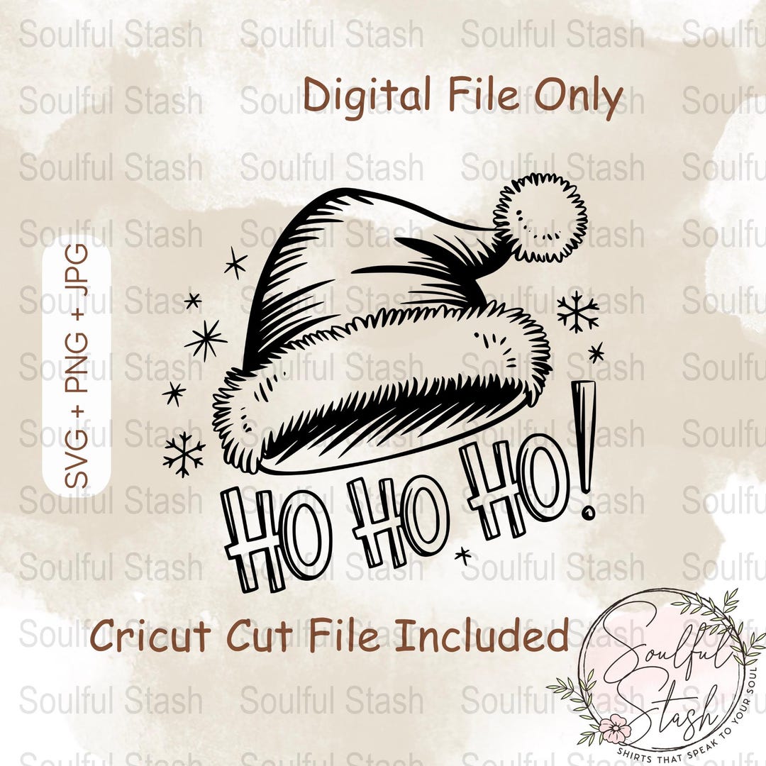 Christmas Santa Hat, Ho Ho Ho Digital Design, PNG SVG Sublimation ...