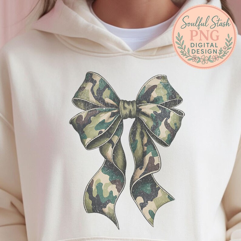 Camouflage Bow Digital Download PNG, Printable Camo Coquette Bow PNG ...