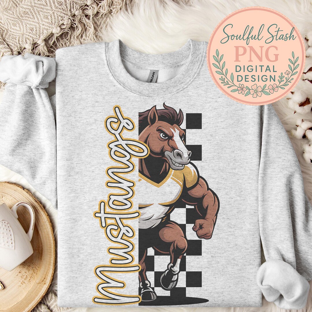 Mustangs Mascot PNG: Fierce Half Script Design, School Spirit Graphic ...
