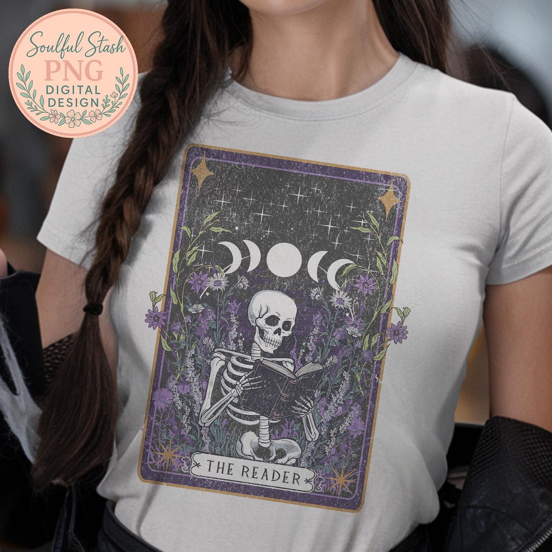 Gothic Skeleton Reading Art Print, Digital Download, Celestial Moon ...