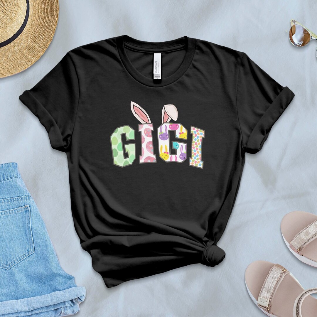 Gigi Easter Bunny Ears T-shirt, Cute Spring Rabbit Graphic Tee ...